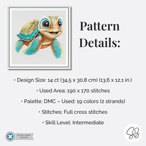 Boy Sea Turtle Cross Stitch Pattern, Ocean Animal Nursery Embroidery ...