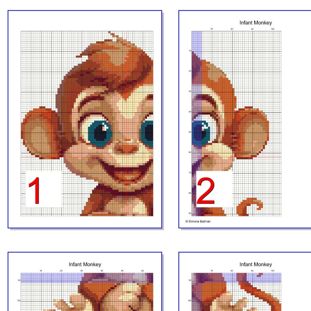 Baby Monkey Cross Stitch Pattern / Infant Monkey Digital PDF Cross Stitch Pattern Instant ...