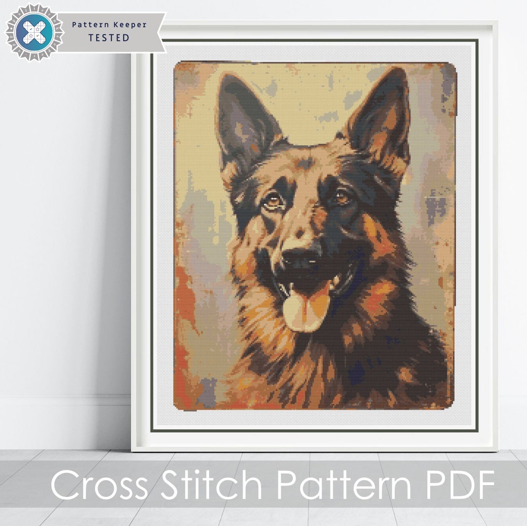 German Shepherd Cross Stitch Pattern / Vintage Dog Portrait PDF Cross ...