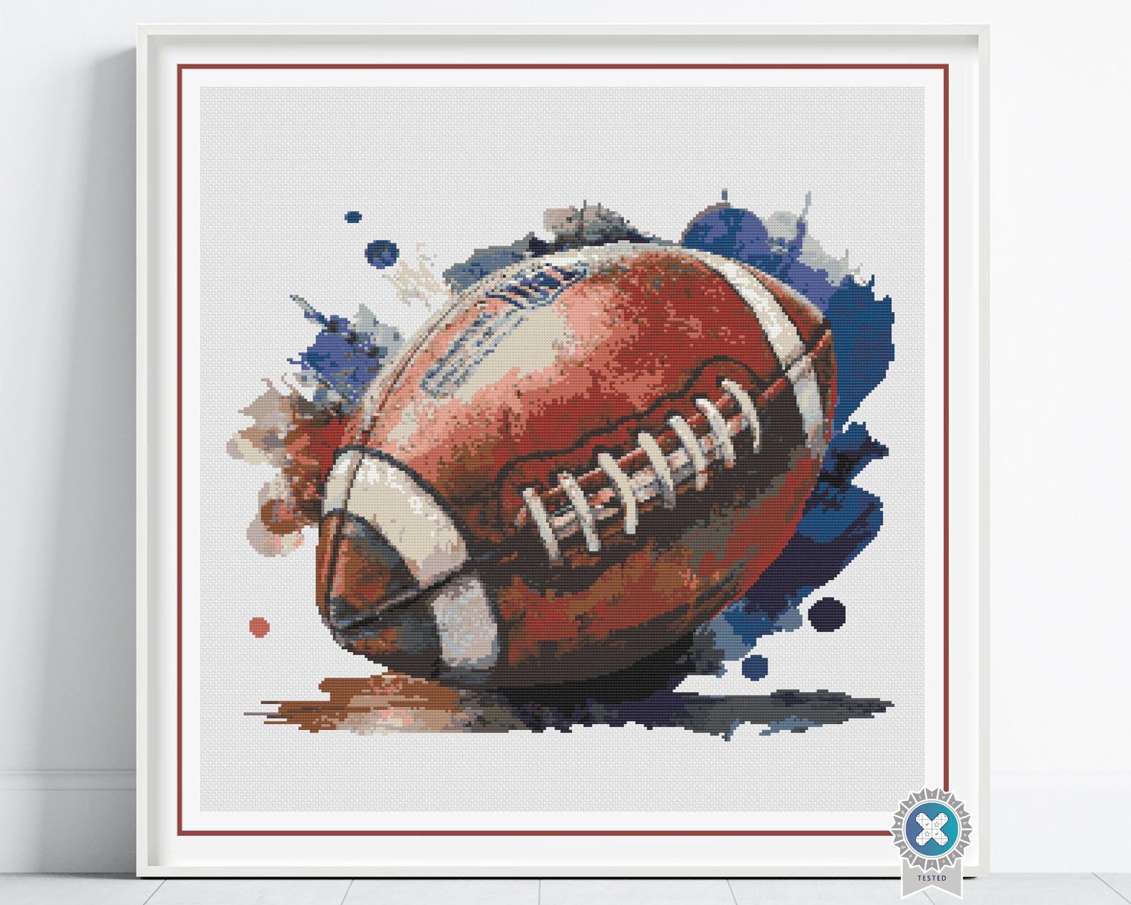 Watercolor Football Counted Cross Stitch PDF Pattern, Football Cross ...