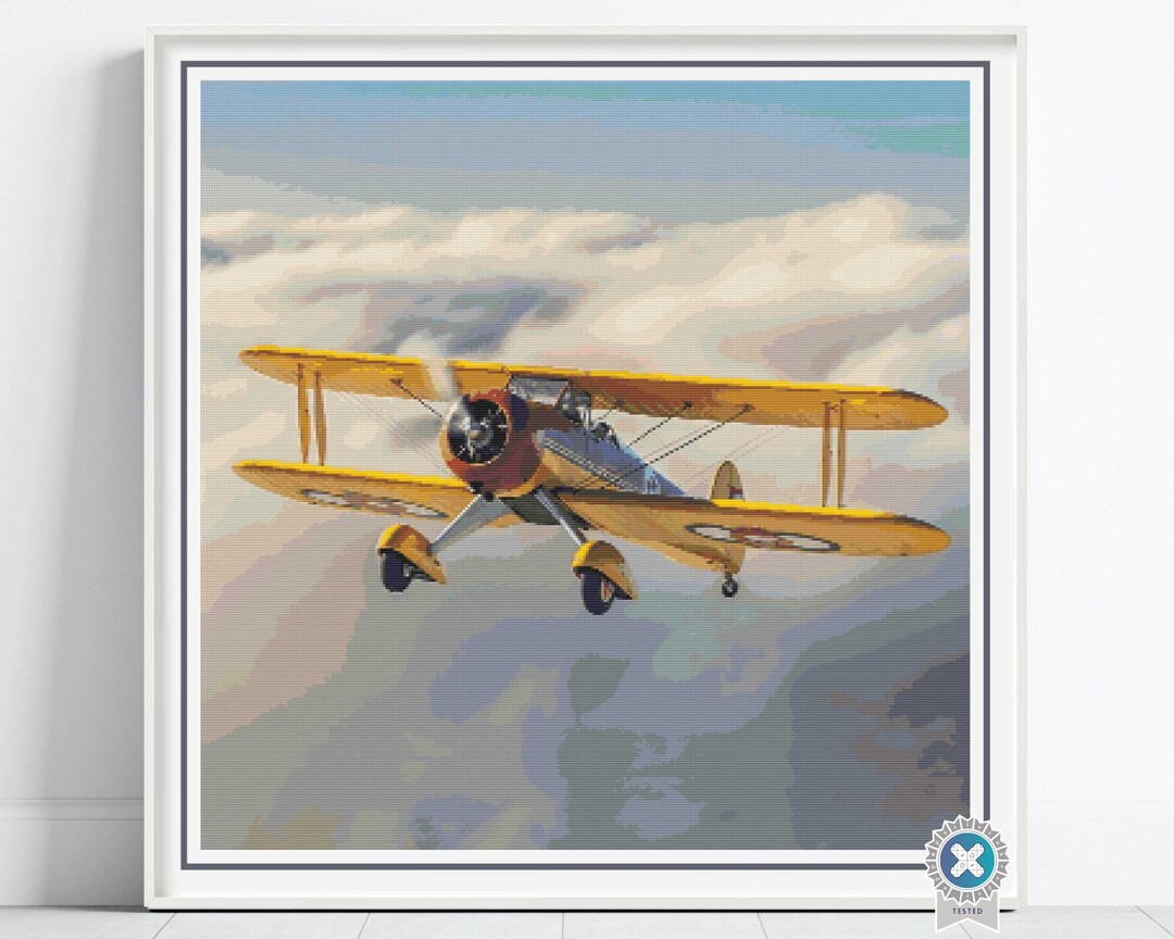 Vintage Biplane Cross Stitch Pattern, Aviation Lover’s Dream, PDF ...