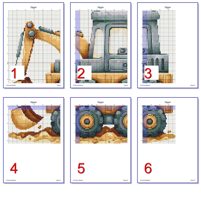 Digger Cross Stitch Pattern / Digger Construction Vehicle PDF Cross ...