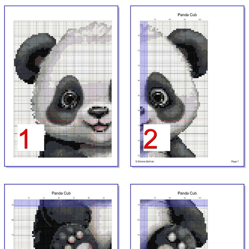 Baby Panda Cross Stitch Pattern / Panda Cub Digital PDF Cross Stitch ...