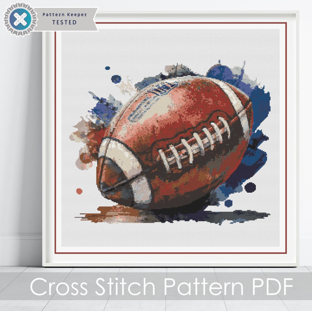 Watercolor Football Counted Cross Stitch PDF Pattern, Football Cross ...