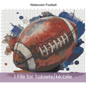 Watercolor Football Counted Cross Stitch PDF Pattern, Football Cross ...