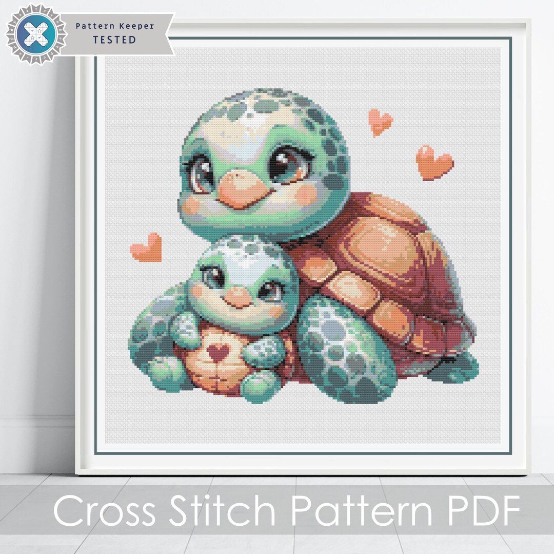 Mom and Baby Sea Turtle Cross Stitch PDF Pattern / Baby Turtle Digital ...