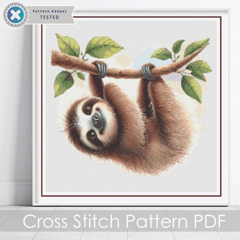Sloth Cross Stitch - Etsy