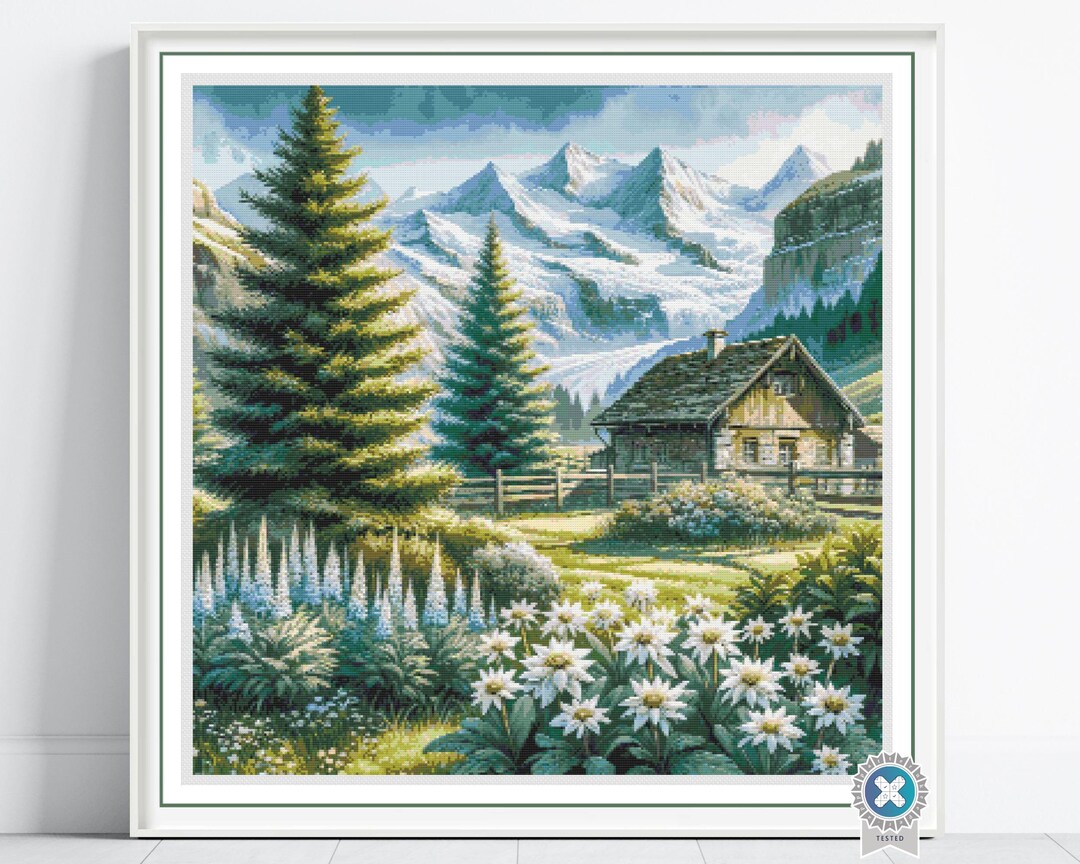 Swiss Alps Cross Stitch Pattern: Alpine Landscape (digital Download) - Etsy