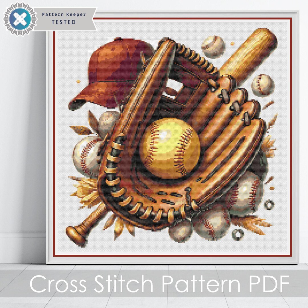Softball Collage Cross Stitch Pattern, Sports Craft Design, Handmade ...