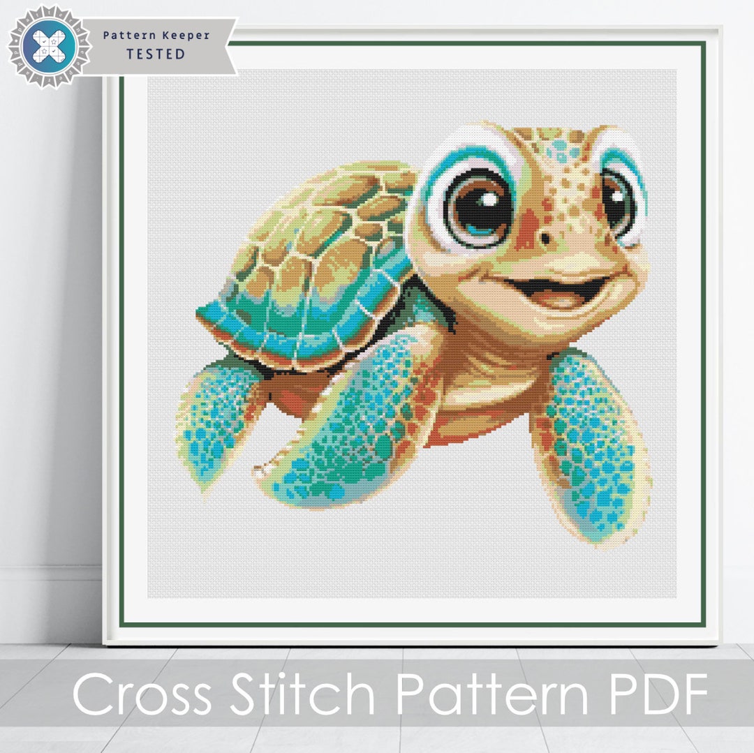 Cute Boy Sea Turtle Cross Stitch Pattern / Cute Sea Turtle Digital PDF ...
