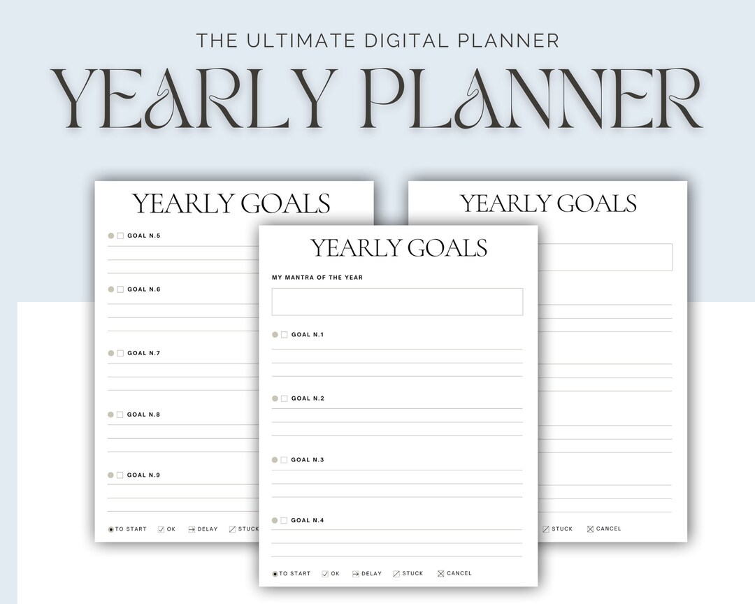 Yearly Planners, Printable Yearly Planners, Yearly Goals Planner ...