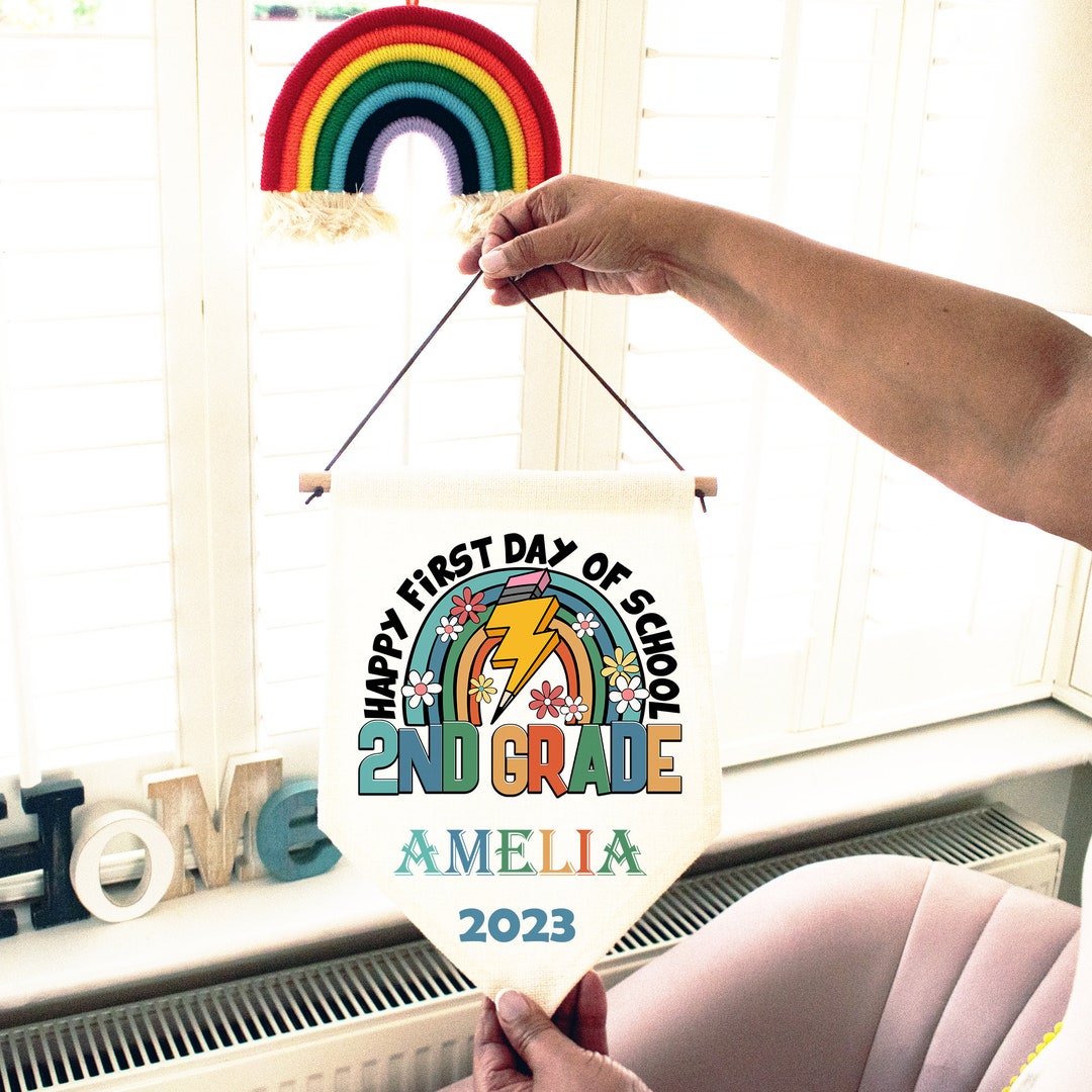 First Day of 2nd Grade Flag, Personalised First Day of School Flag ...