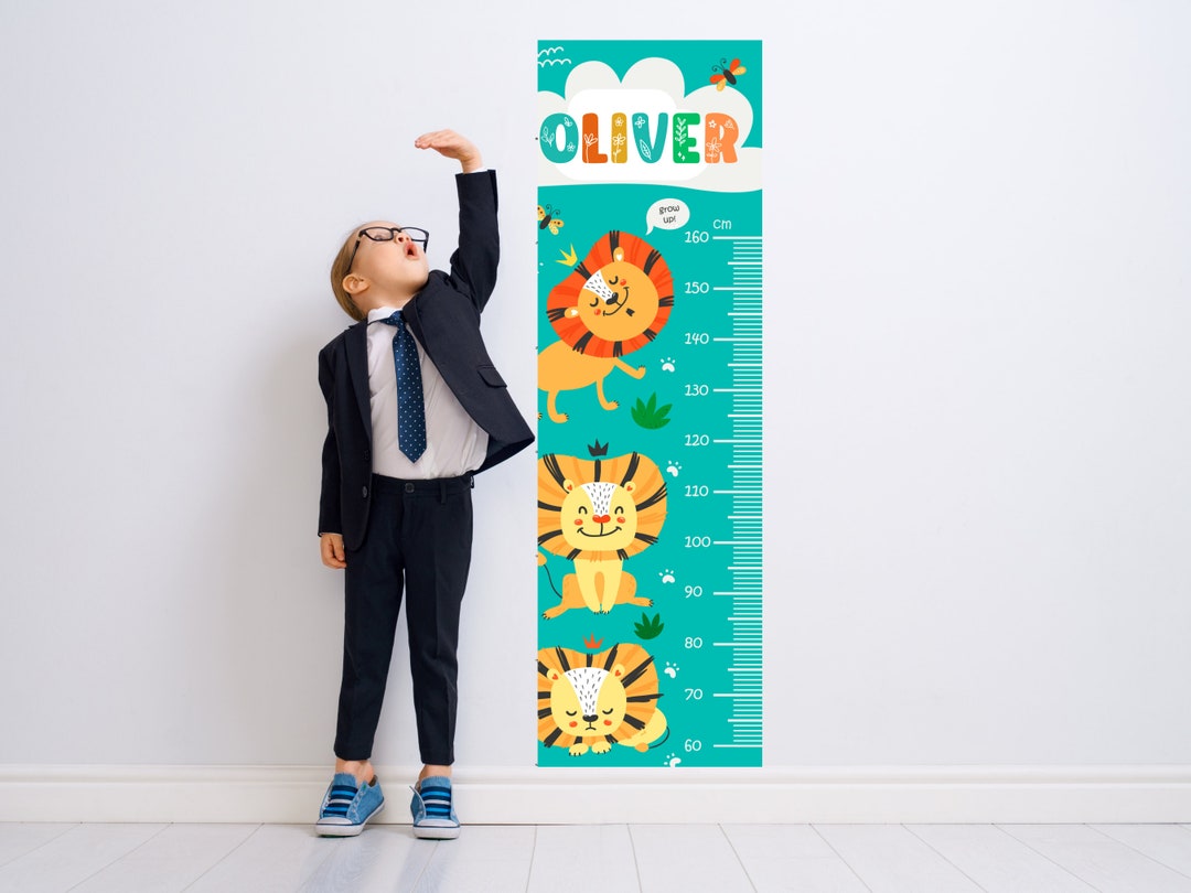Personalised Height Chart for Kids, Safari Height Chart, Boys Growth ...