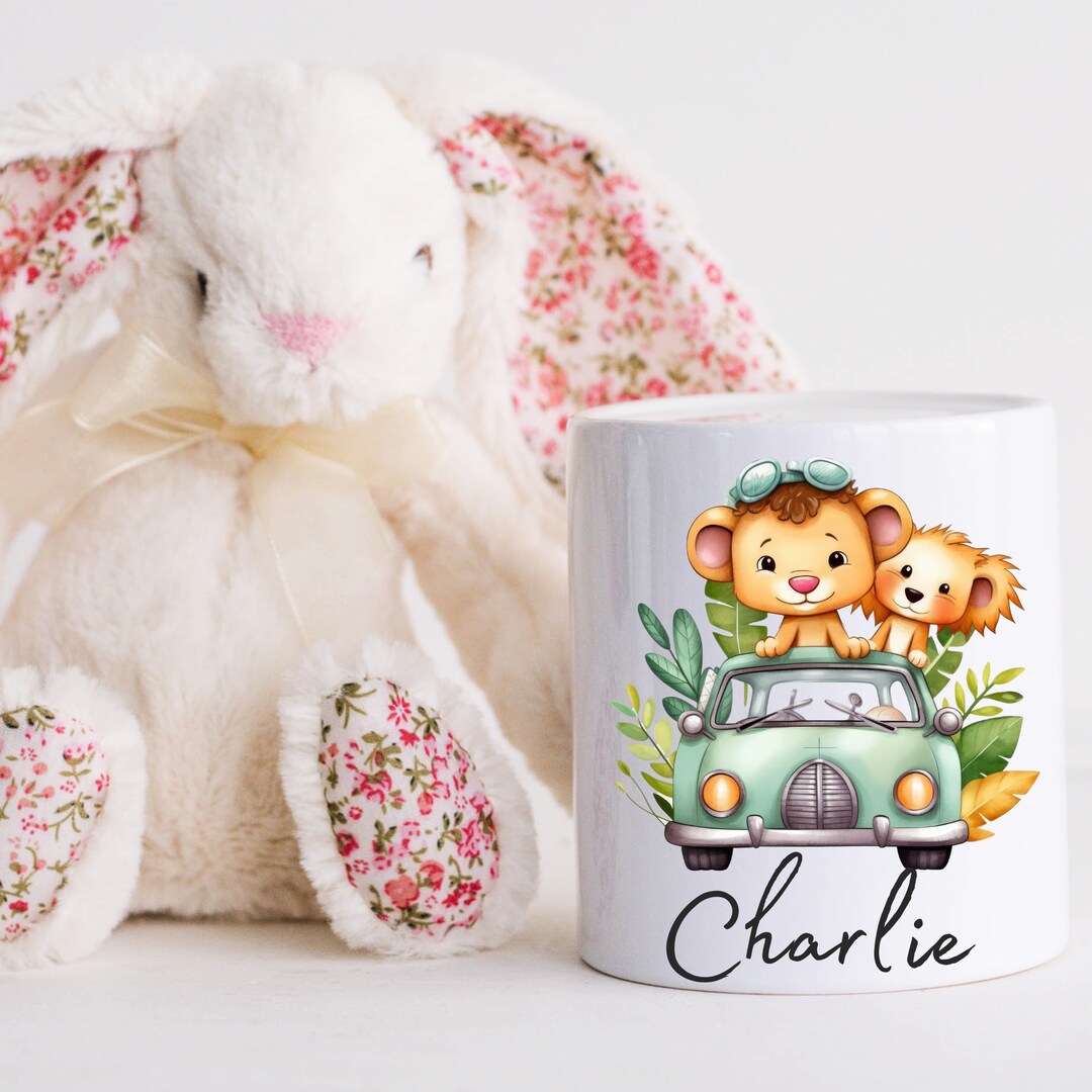 Personalised Safari Money Box for Kids, Jungle Piggy Bank for Boys ...