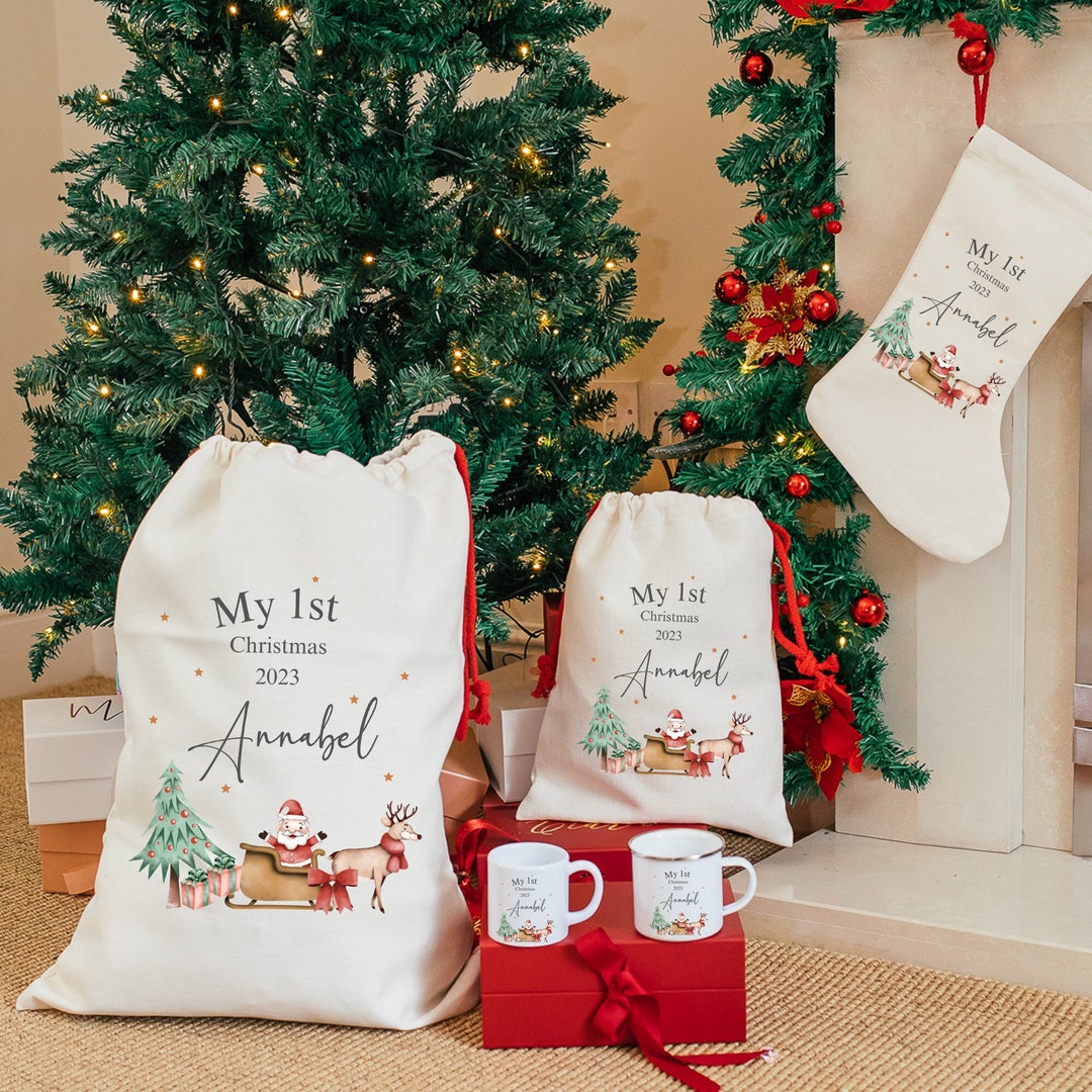 First Christmas Santa Sack, Personalised Santa Sack, Baby Santa Sack ...