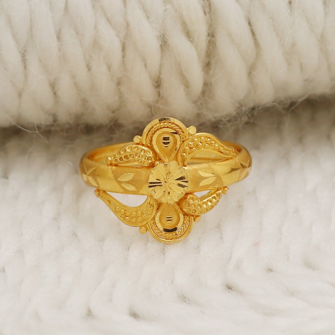 Wedding 22k Solid Gold Handmade Indian Ring Jewelry, Gift, Real Gold ...