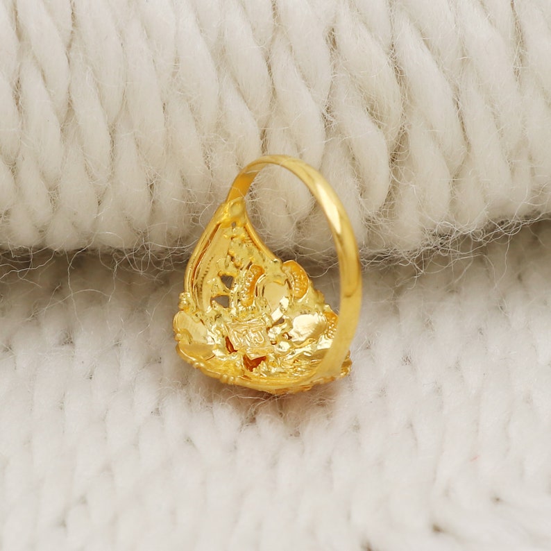 22k Solid Gold Handmade Indian Ring Jewelry, Featuring Intricate ...