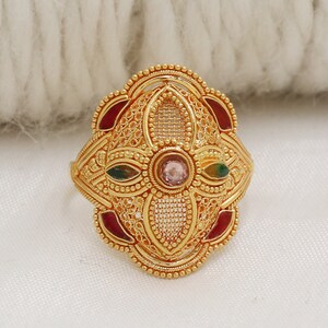 Indian 22k Gold Ring, Handmade Jewelry, Indian, Gift, Real Gold, Women ...