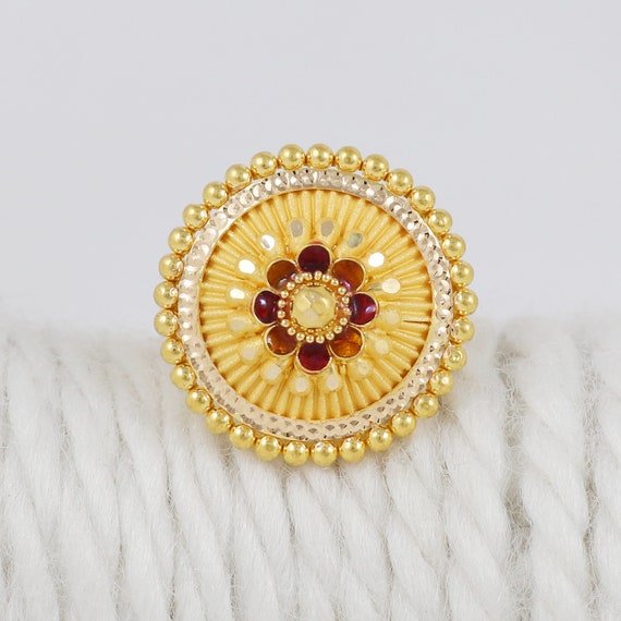 22k Yellow Gold Rings Indian Handmade Jewelry for Gift Indian Gold 22kt Daily Wear Light Weight Jewelry Os3001 Etsy
