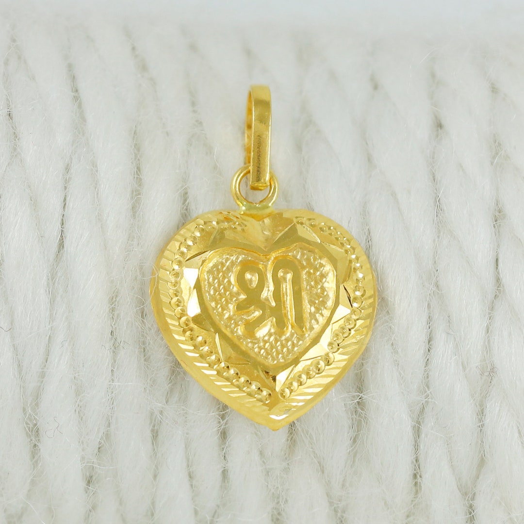22k Yellow Gold Shree Pendant or Locket Handmade Jewelry for Gift ...