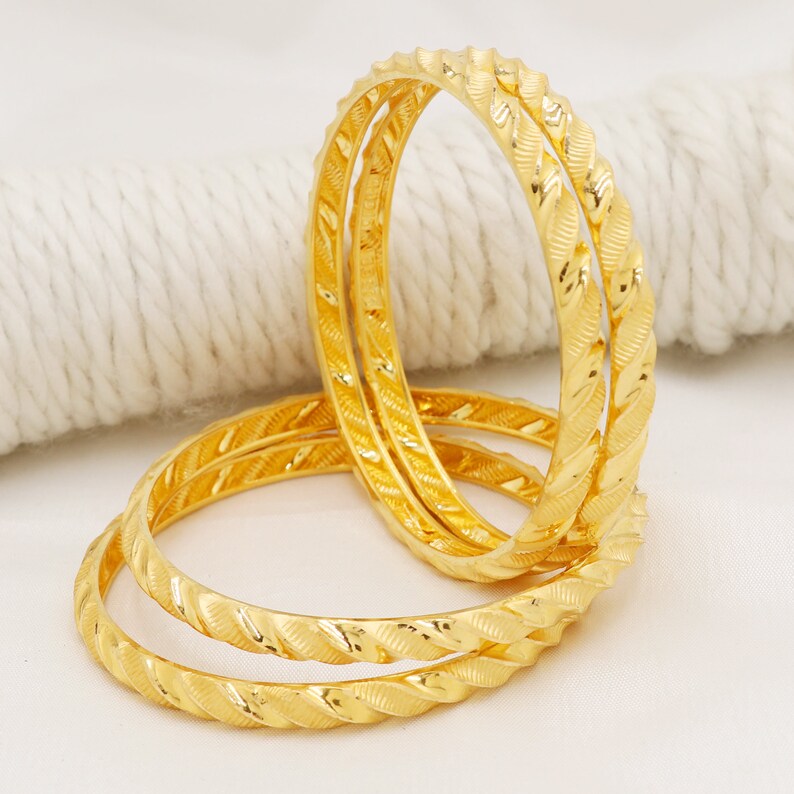 Wedding 22k Gold Bangle Bracelet, Fine Gold Handmade Women Jewelry ...