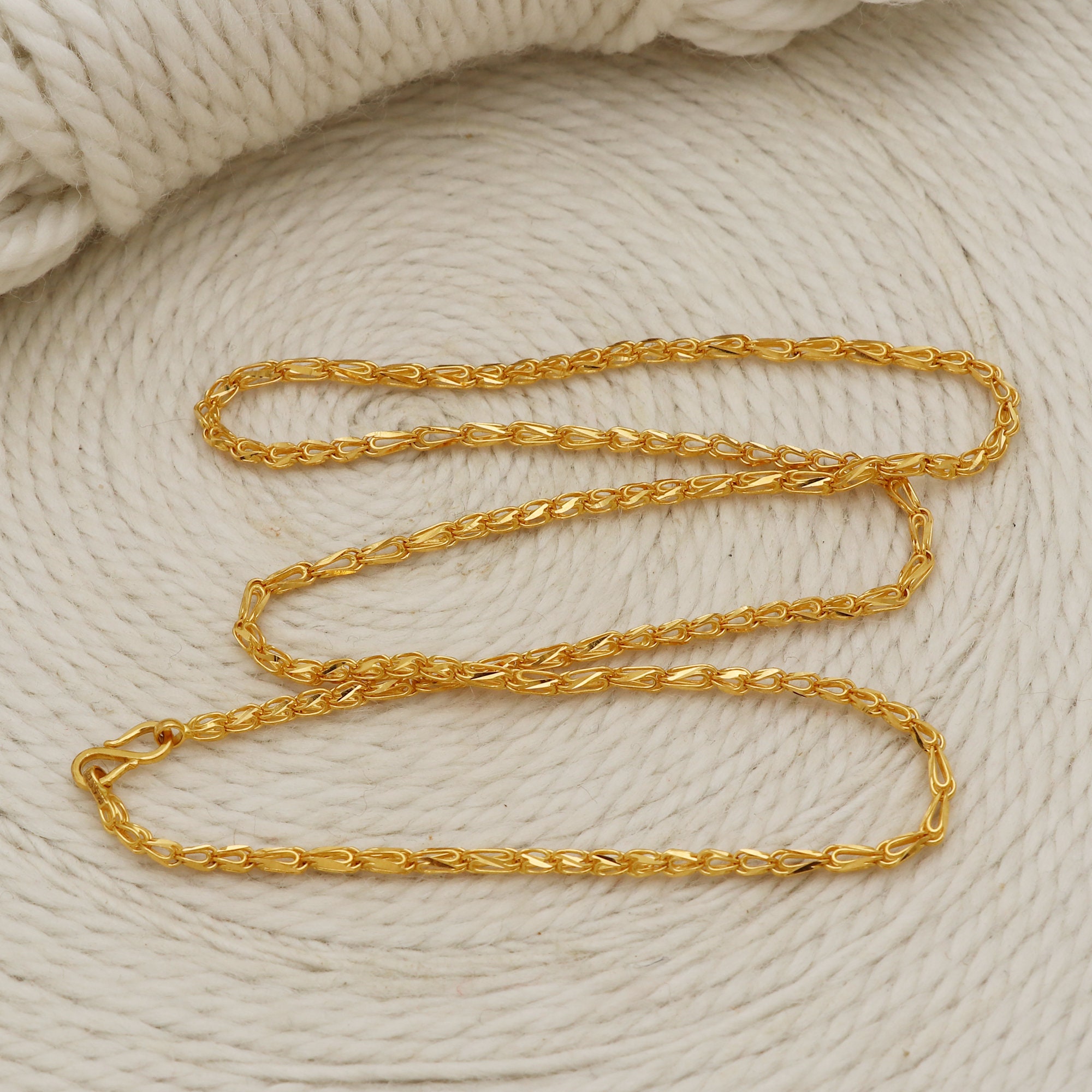 22k Gold Chain Necklace Chain Fine Gold Handmade Women - Etsy