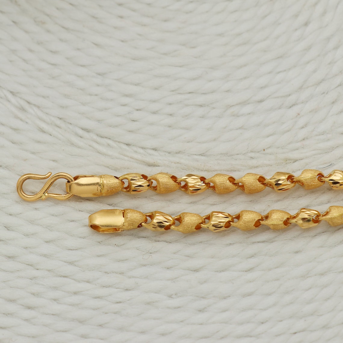 Real 22k Yellow Gold Chain Necklace Handmade Jewelry for Gift, Indian ...