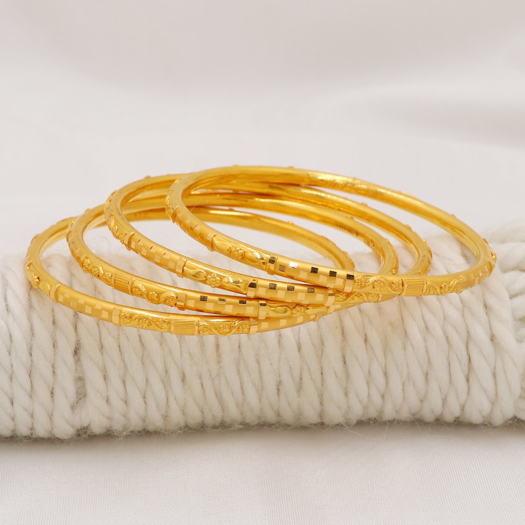 Indian 22k Gold Bangle Bracelet, Fine Gold Handmade Women Jewelry ...