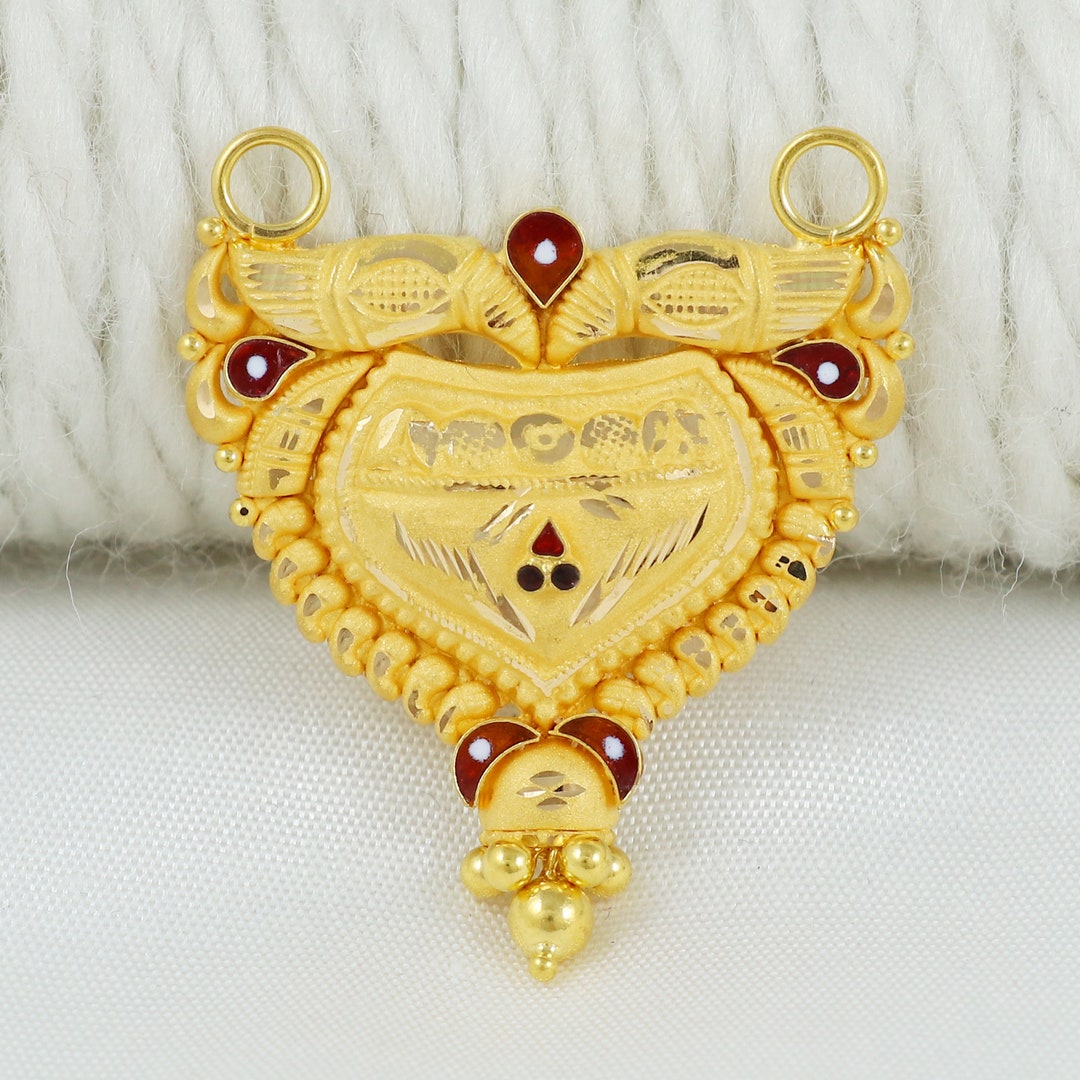 22k Yellow Gold Indian Style Pendant or Locket Handmade Jewelry for ...