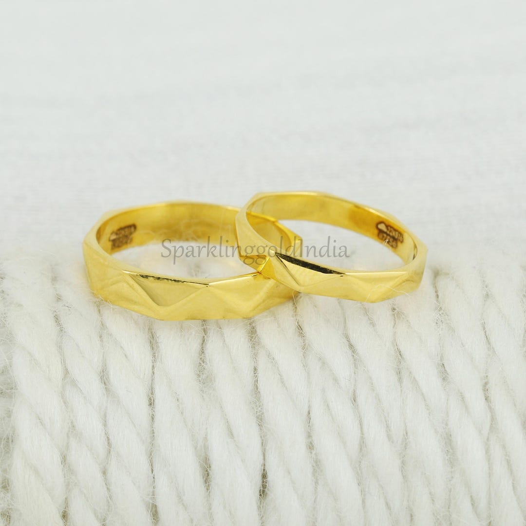 22k Gold Couple Ring, Anniversary Combo, Handmade Jewelry, Couple Ring ...