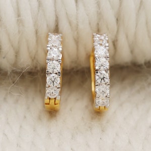 22k Yellow Genuine Gold Hoop Earrings Handmade Jewelry for Gift, Indian ...