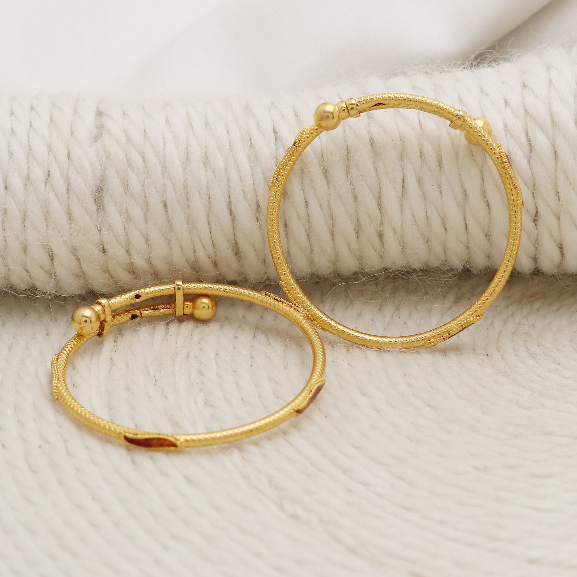 22k Baby Kada Genuine Yellow Gold , Fine Gold Handmade Baby Jewelry ...