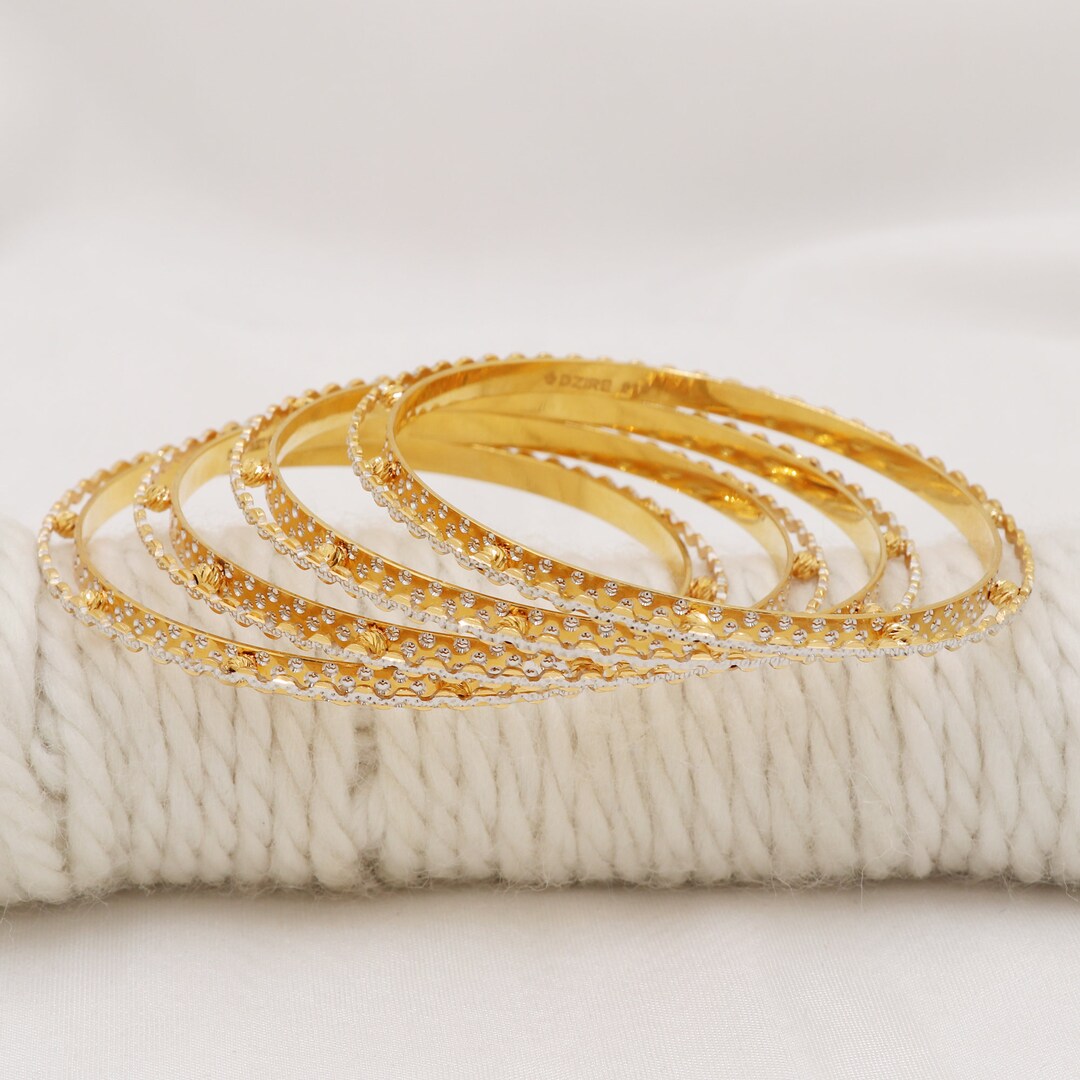 22k Gold Bangle Bracelet, Fine Gold Handmade Women Jewelry, Indian ...