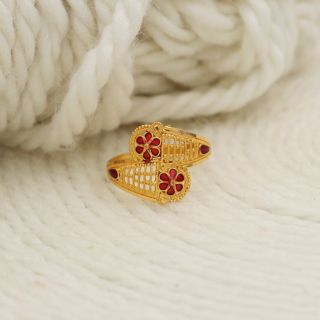 22k Gold Ring, Handmade Jewelry, Indian Handcrafted Gold Ring, 22k916 ...