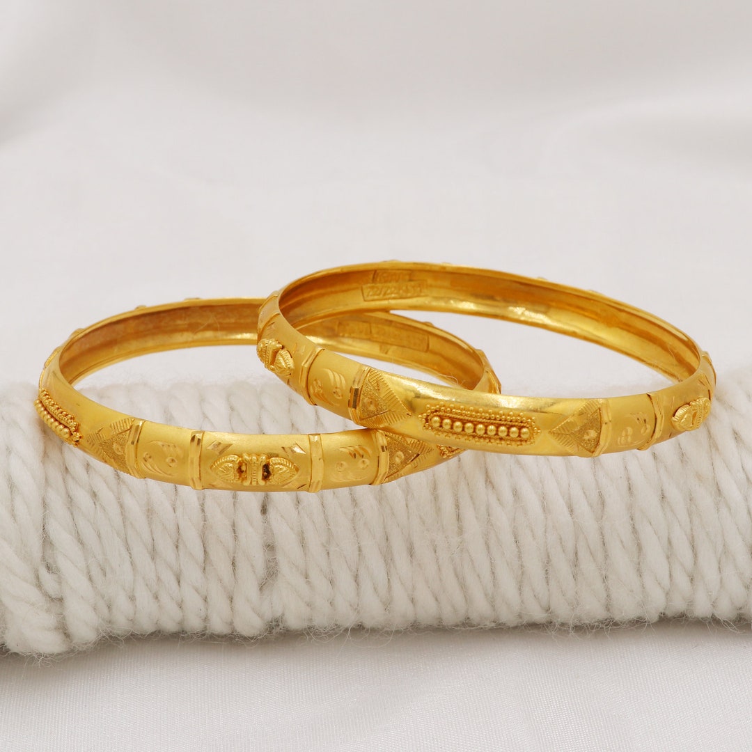 Pure 22k Gold Bangle Bracelet, Fine Gold Handmade Women Jewelry, Indian Jewellery, Gift, Real ...