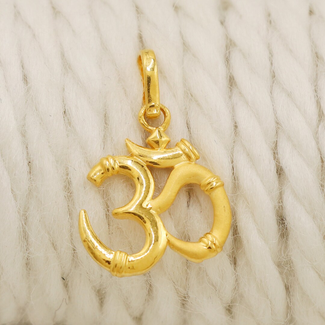 22k Yellow Gold Lord Shiva OM Pendant or Locket Handmade Indian Gold ...