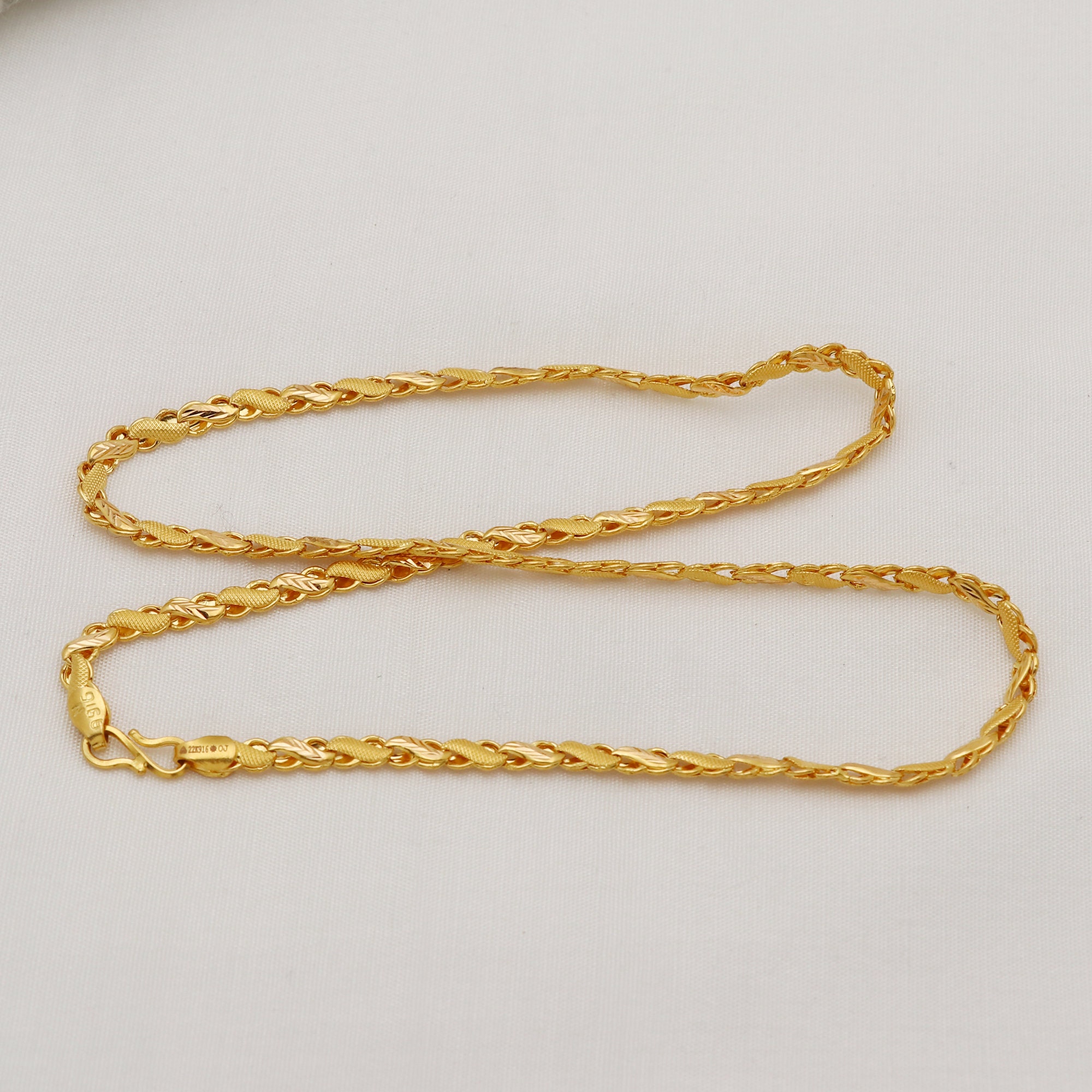 22k Gold Chain Necklace Chain Fine Gold Handmade Women - Etsy