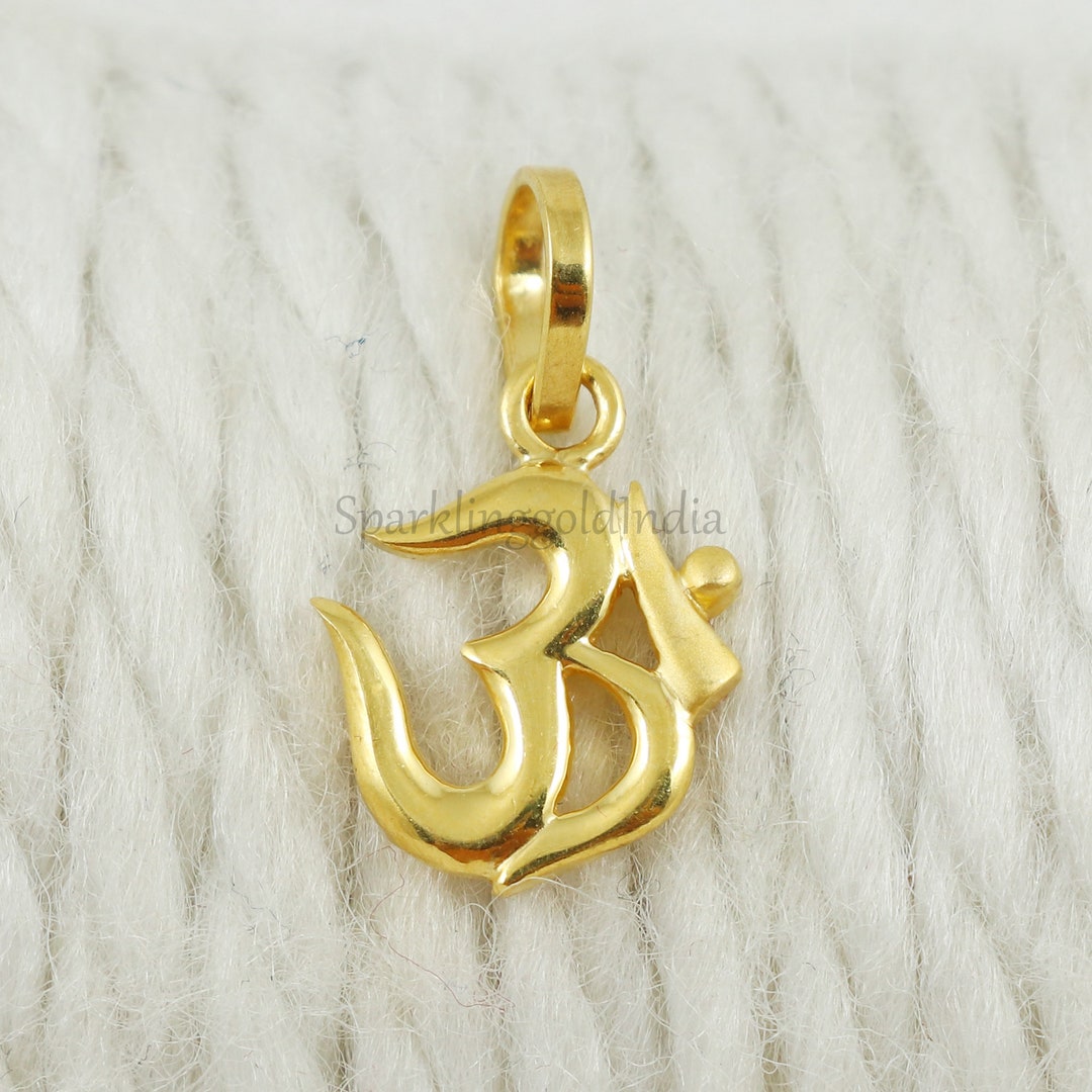 22k Yellow Gold Lord Shiva OM Pendant or Locket Handmade Jewelry for ...