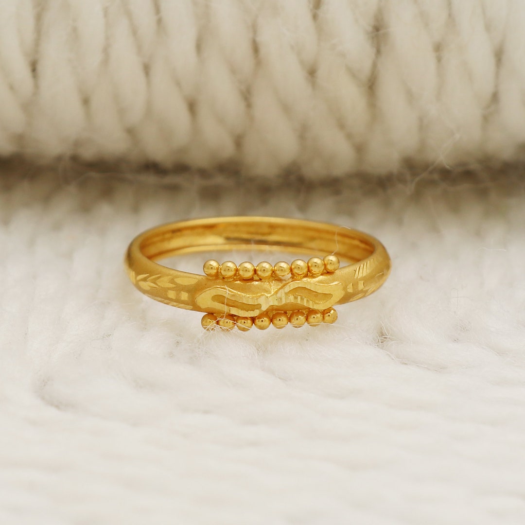 22k Gold Ring, 22kt Solid Gold Ring, Handmade Gold Jewelry, Indian, Gift, Real Gold, Women Gold ...