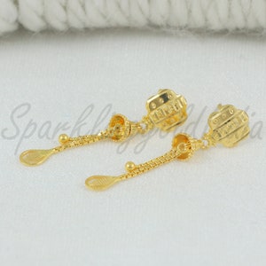 22k Yellow Gold Earrings Handmade Jewelry for Gift, Indian Gold 22kt ...