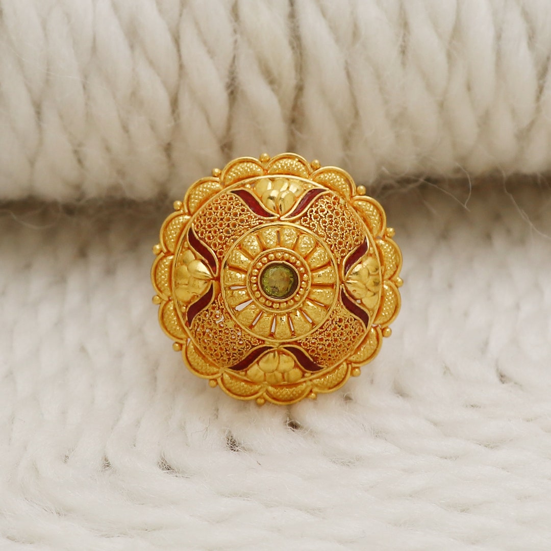 22k Solid Yellow Gold Handmade Indian Ring Jewelry, Gift, Real Gold ...