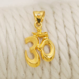 22k Yellow Gold Lord Shiva OM Pendant or Locket Handmade Indian Gold ...