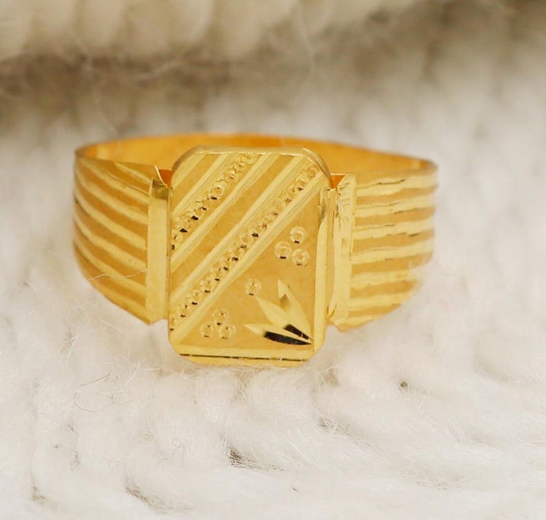 22k Solid Yellow Gold Handmade Indian Ring Jewelry, Gift, Real Gold ...