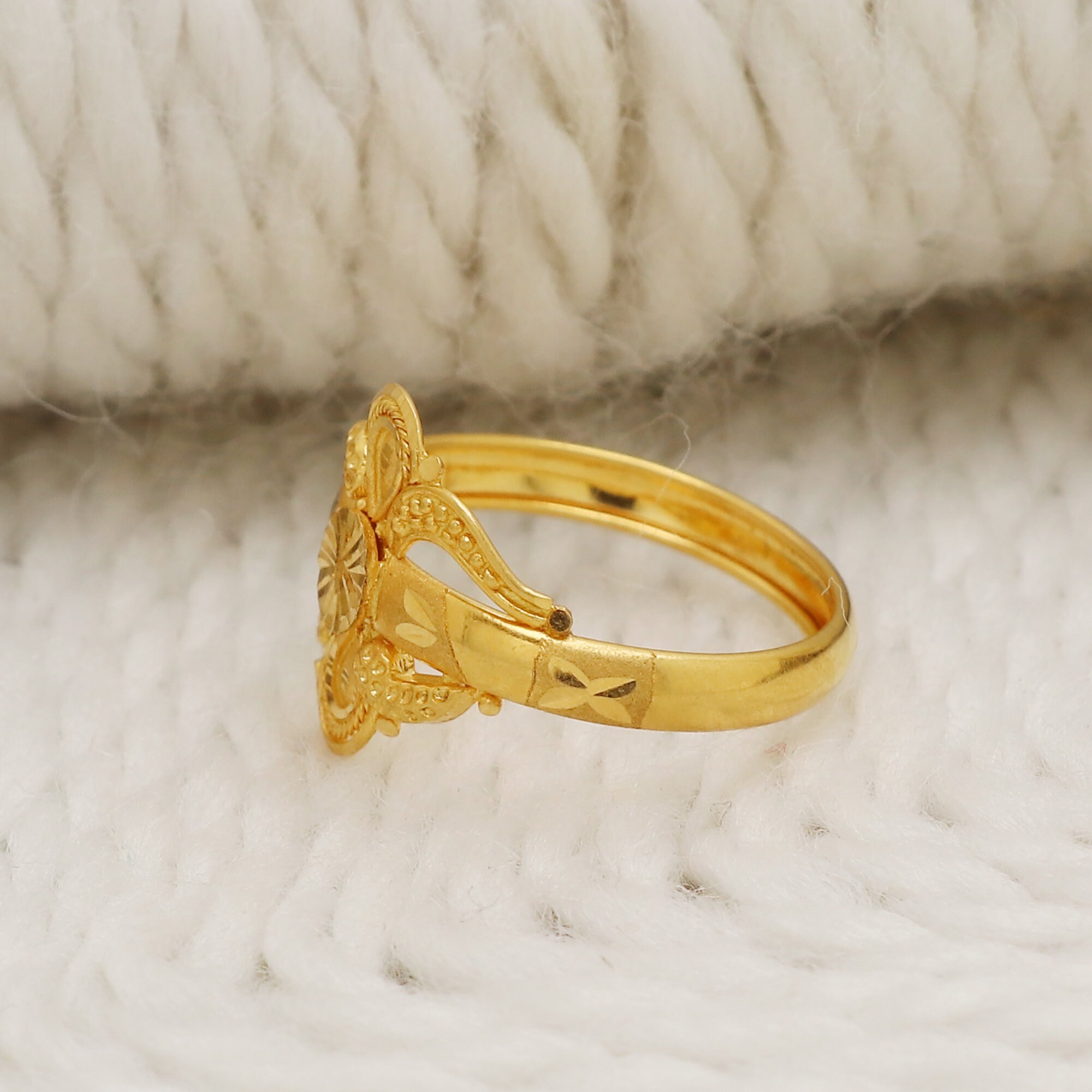 Wedding 22k Solid Gold Handmade Indian Ring Jewelry, Gift, Real Gold ...