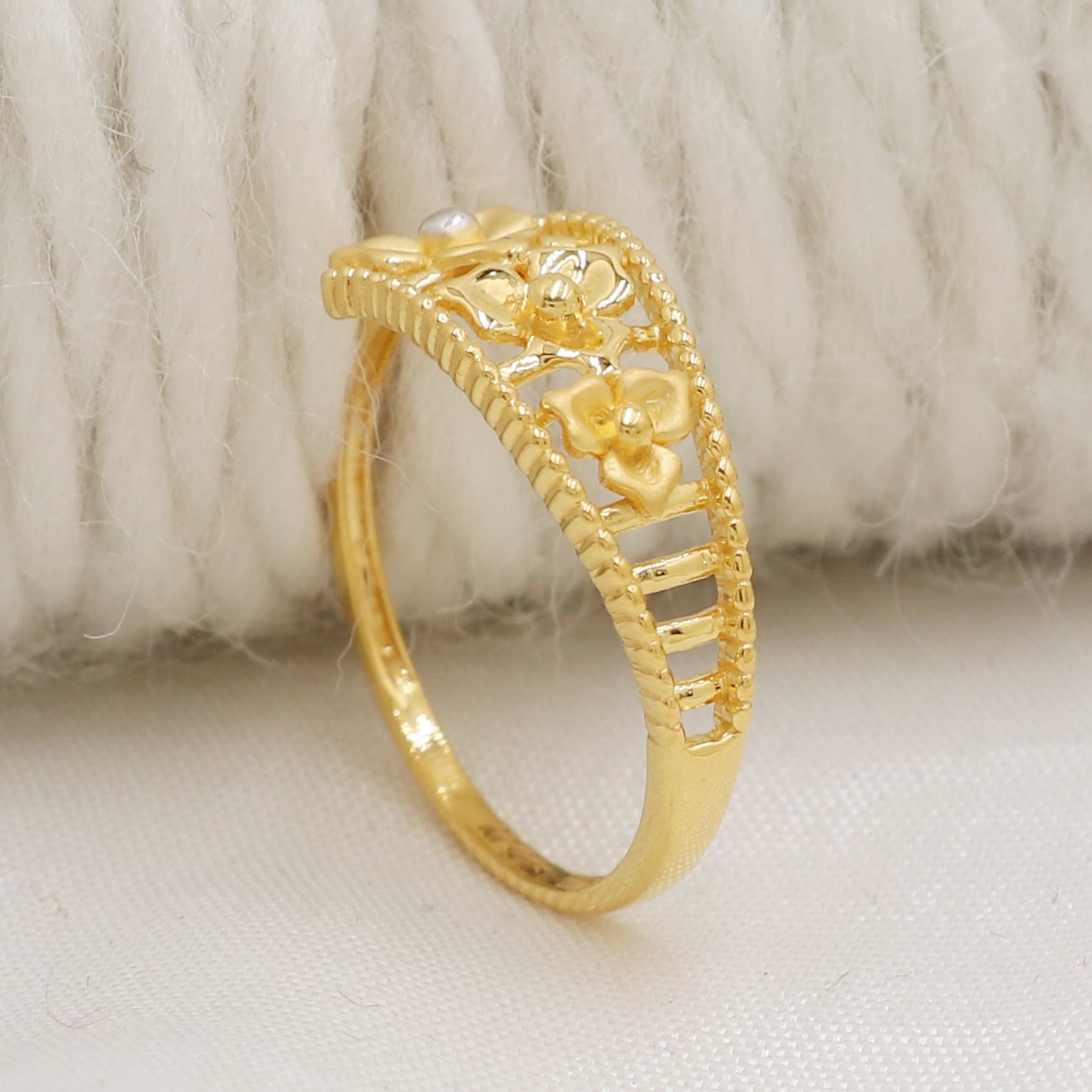 Crafted From 22k Fine Gold Flower Design Ring, OOS2471 - Etsy