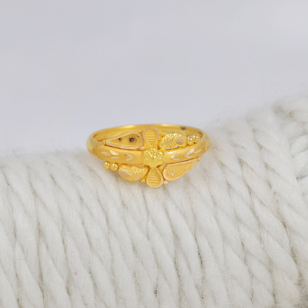 22k Yellow Gold Rings Indian Handmade Jewelry for Gift, Indian Gold ...