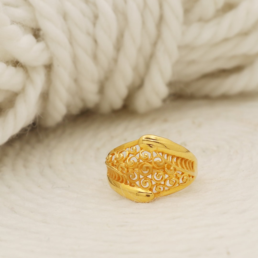 22k Gold Ring, Handmade Gold Jewelry, Indian, Gift, Real Gold, Women ...