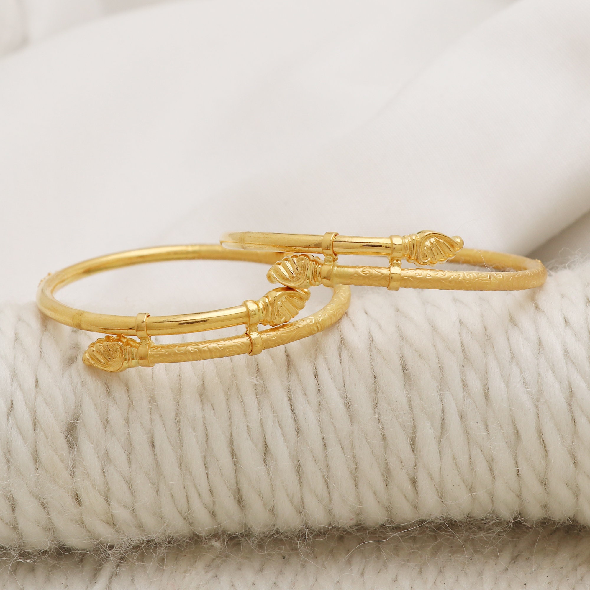 22k Baby Kada Genuine Yellow Gold , Fine Gold Handmade Baby Jewelry ...