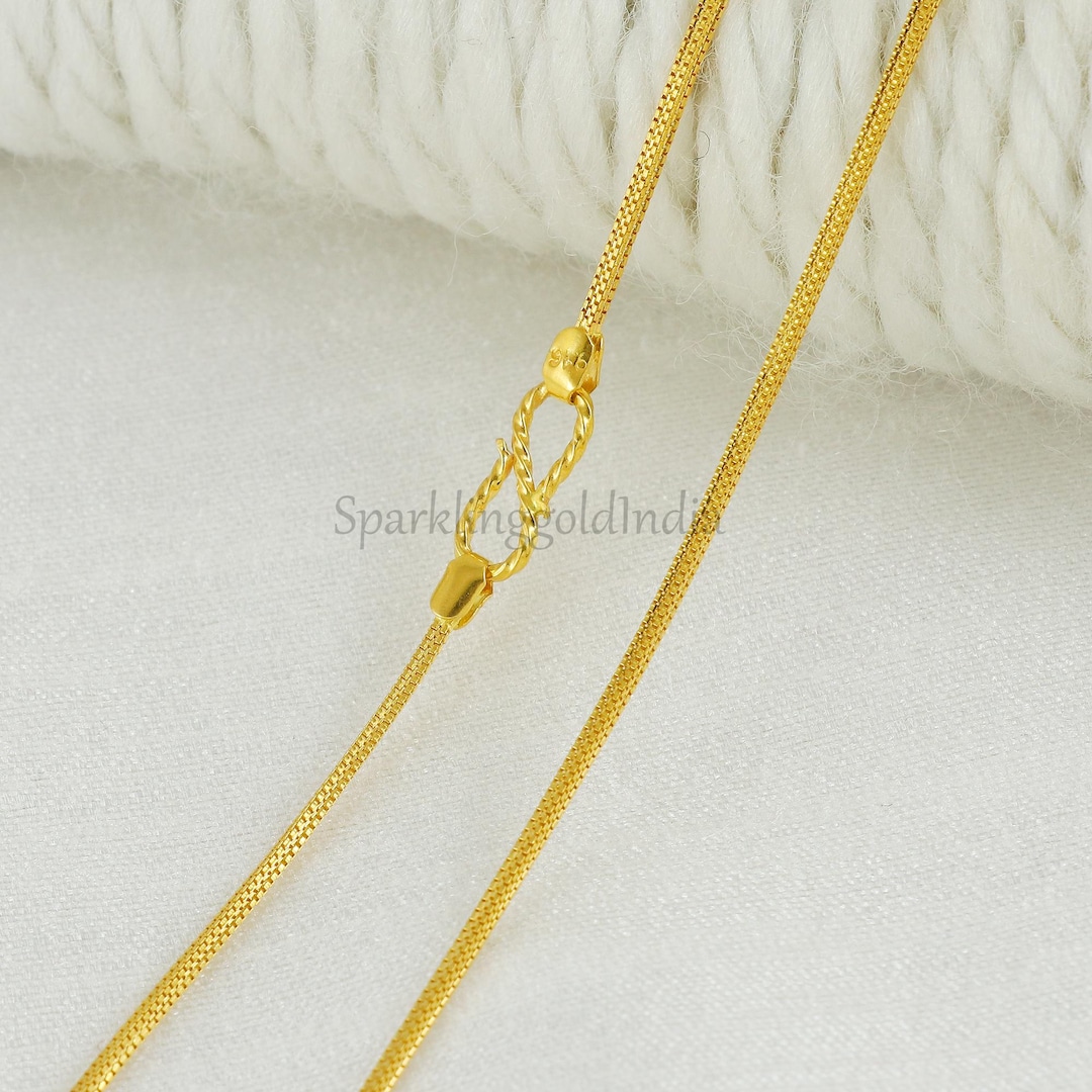 22k Yellow Gold Box Chain, Hallmark, Stylish Wedding Collection Indian ...