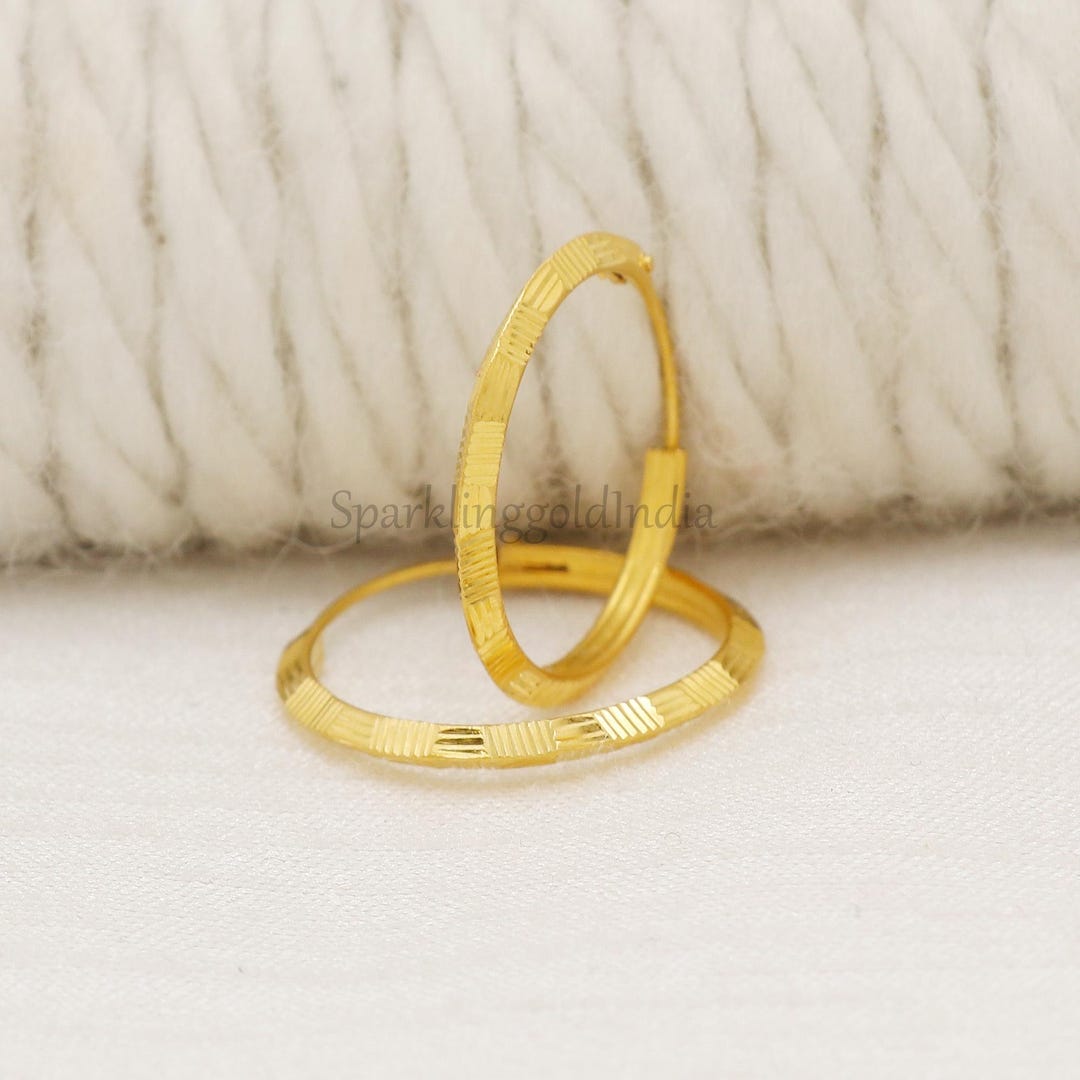 20k Gold Hoop Indian Bali 220kt Gold Handmade Earrings Jewelry Designer ...